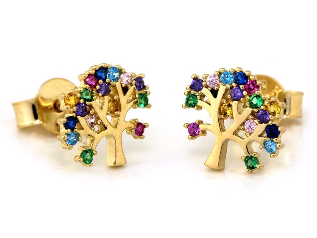 Tree of Life Stud Earrings Tree Gold Studs Tree Jewelry - Etsy