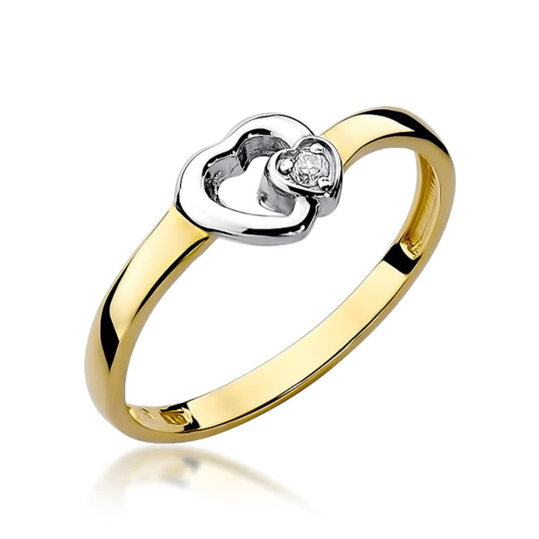 Diamond Heart Engagement Ring, Yellow Gold Diamond, Excellent Quality ...