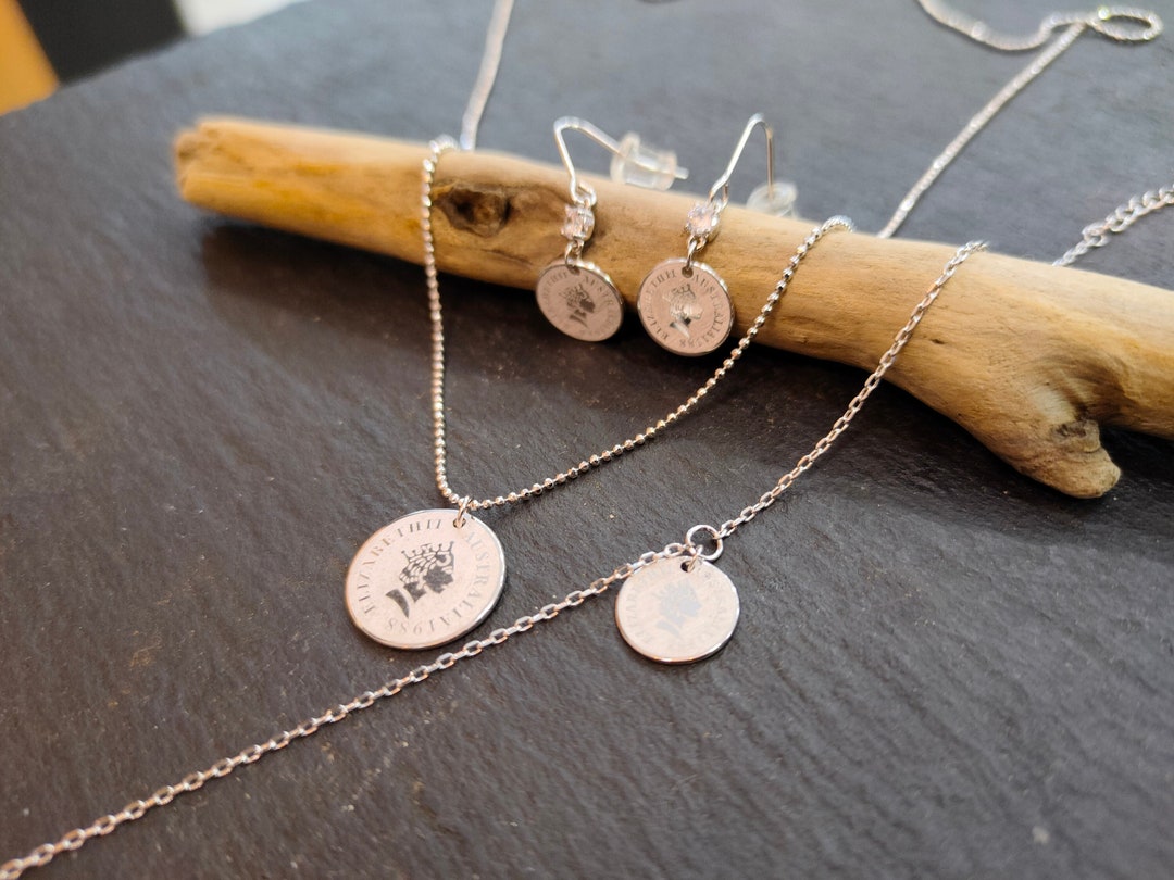 Coin Jewelry Set, Silver Coin Set, Coin Necklace, Coin Earrings, Coin ...