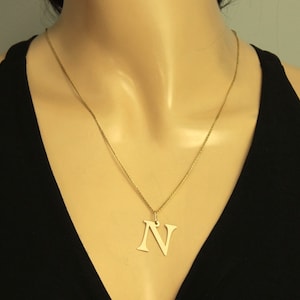 Letter N Pendant Solid Gold 14k Pendant N Pendant Letter - Etsy