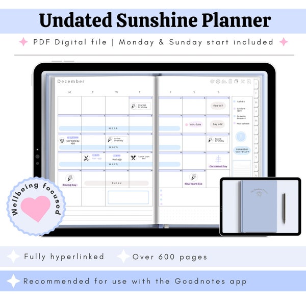 Undated Digital Planner - Etsy