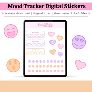 Mood Tracker Digital Stickers Goodnotes & PNG Files - Etsy