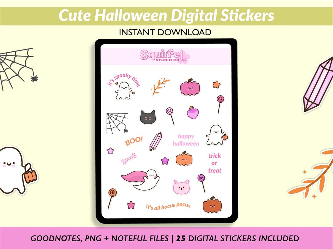 Cute Halloween Digital Stickers | Digital Planner Stickers | Goodnotes ...