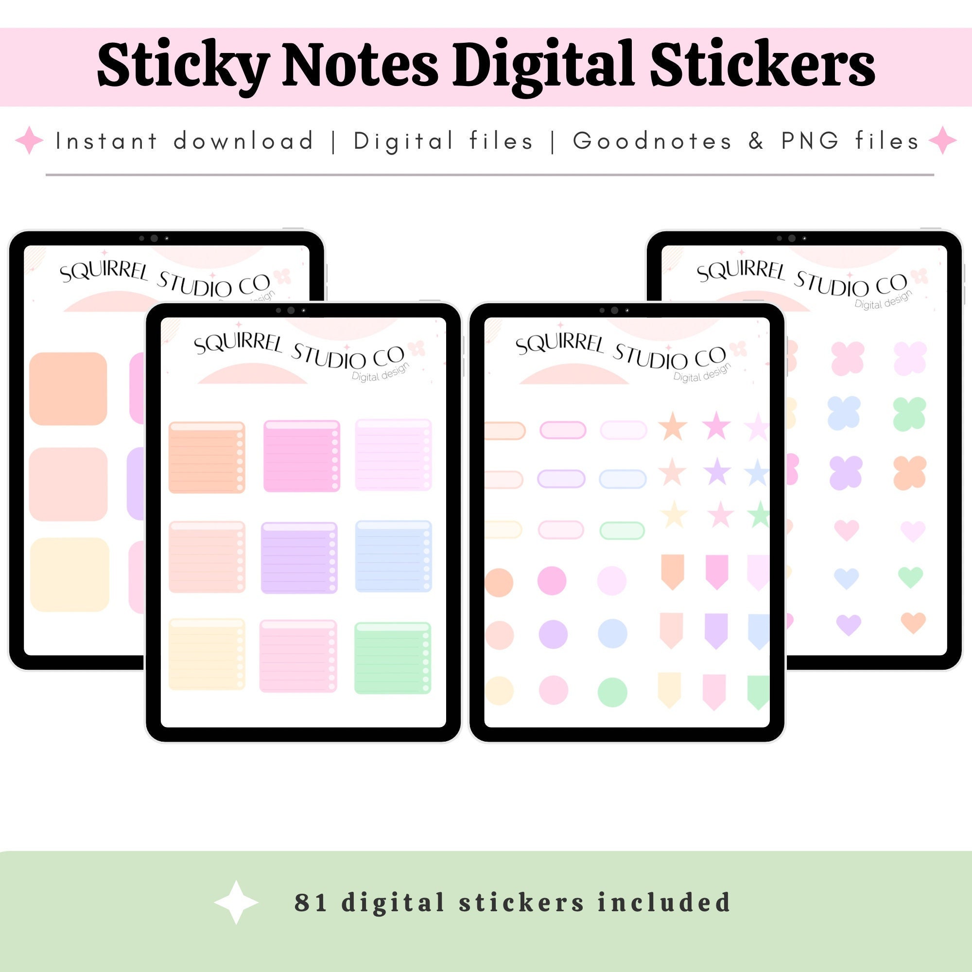 Sticky Notes Digital Stickers Pre Cropped Colourful Digital Goodnotes ...