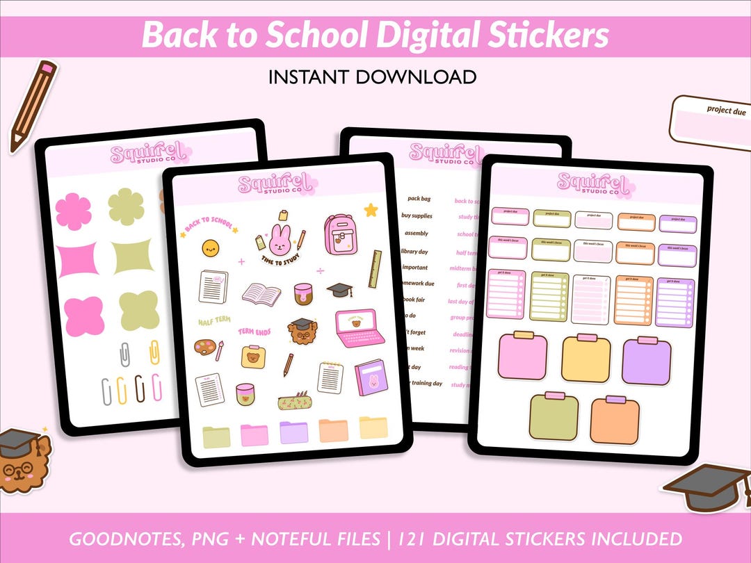 Back to School Digital Stickers | Student Stickers | Goodnotes, Noteful ...