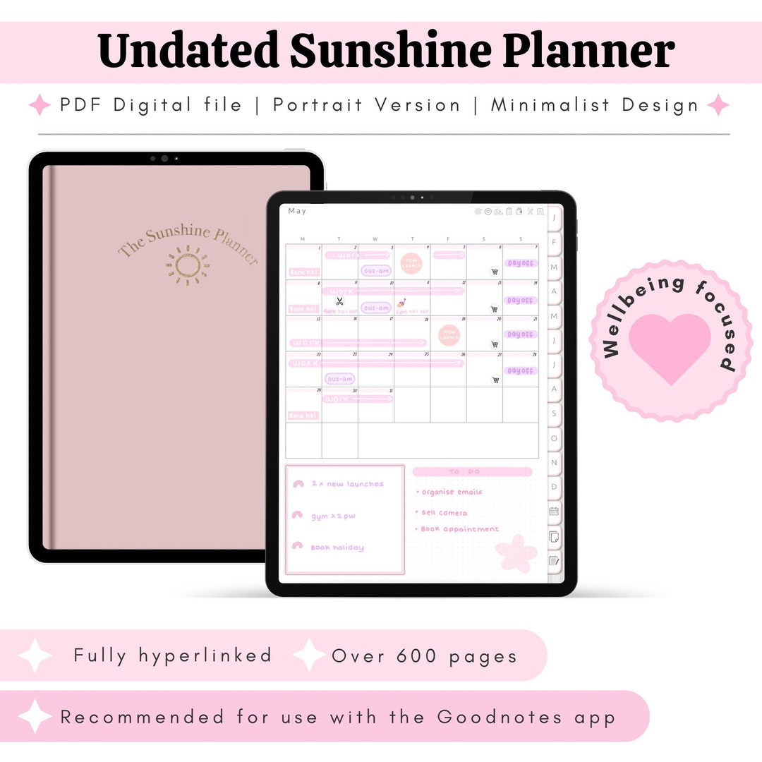 The Sunshine Planner Undated Digital Planner for Goodnotes Portrait ...