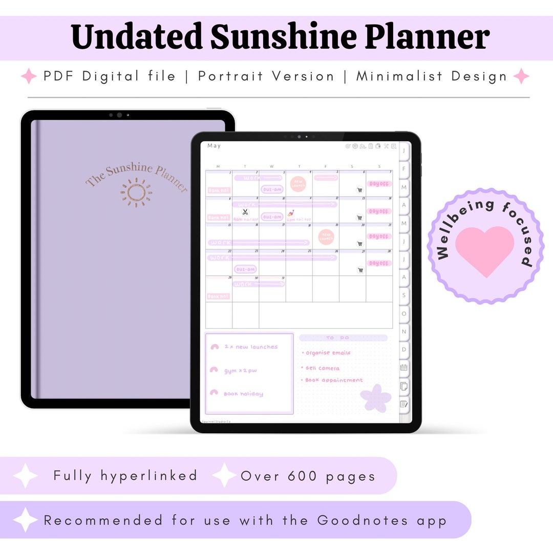 The Sunshine Planner | Undated Digital Planner for Goodnotes | Portrait ...