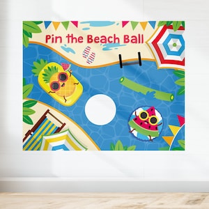 Summer Pool Party Game Pin the Beach Ball Game Printable/ Beach Ball ...