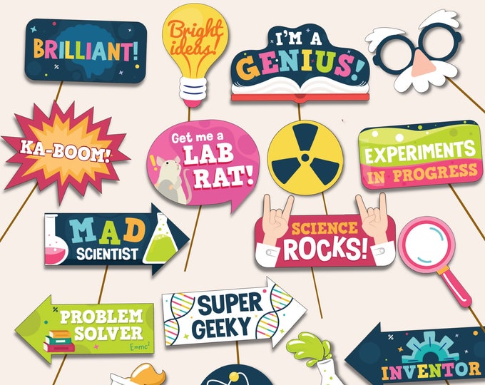 Science Party Photo Props Photo Booth Printable/ Scientist Photo Props ...