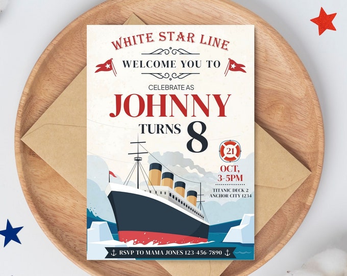 Titanic Themed Kid's Birthday Party Invitation - Digital Download - Etsy