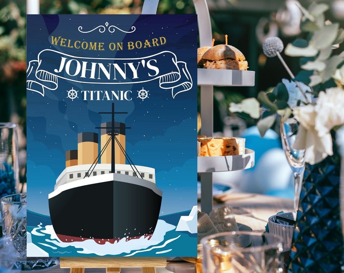 Titanic Birthday Party Food Labels, Cruise Ship Table Tent, Food Sign ...