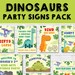 Dinosaurs Party Signs Pack Printable/ Dinosaurs Party Welcome Sign ...