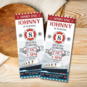 Titanic Ticket Invitation EDITABLE Printable | Personalised Titanic ...