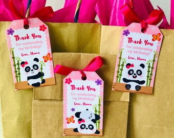 Birthday Party Stickers Panda Birthday Party Favor Labels Birthday ...