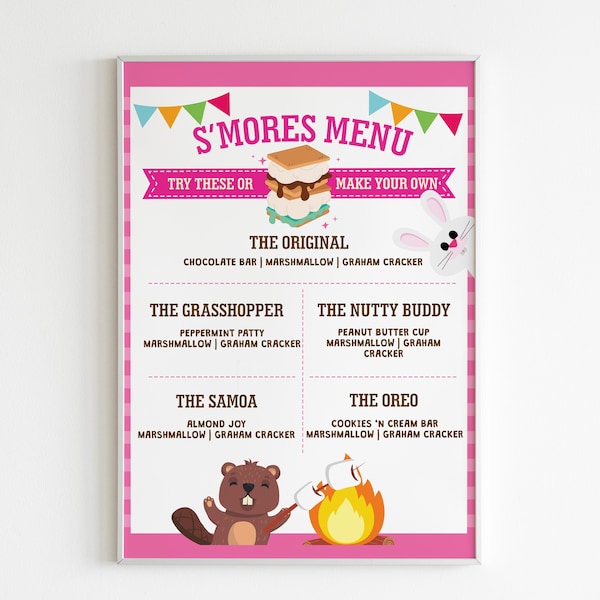 Smores Menu - Etsy
