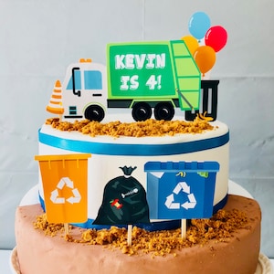 Garbage Truck Birthday Cake Topper/ Waste Management Birthday Cake ...