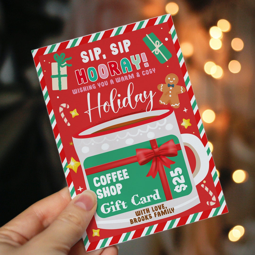 Sip Sip Hooray Holiday Gift Card Holder PERSONALISED Printable, Teacher ...