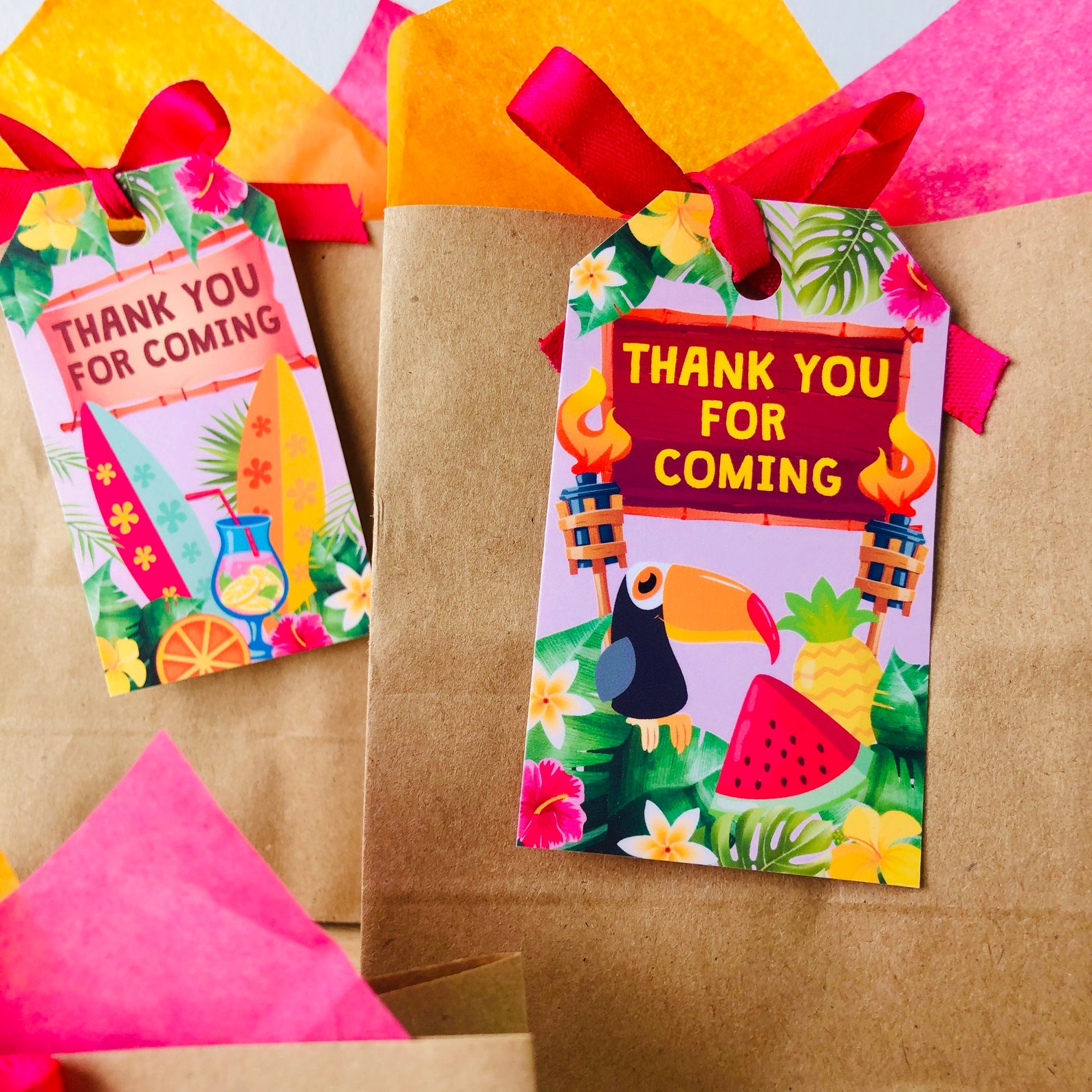 Luau Party Favor Tags/ Hawaiian Tiki Party Gift Tags/ Tropical - Etsy