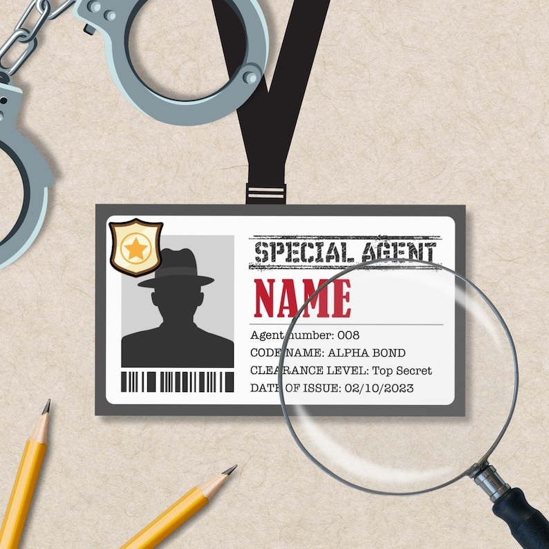 Detective Badge EDITABLE Printable | Secret Agent ID Card | Special ...