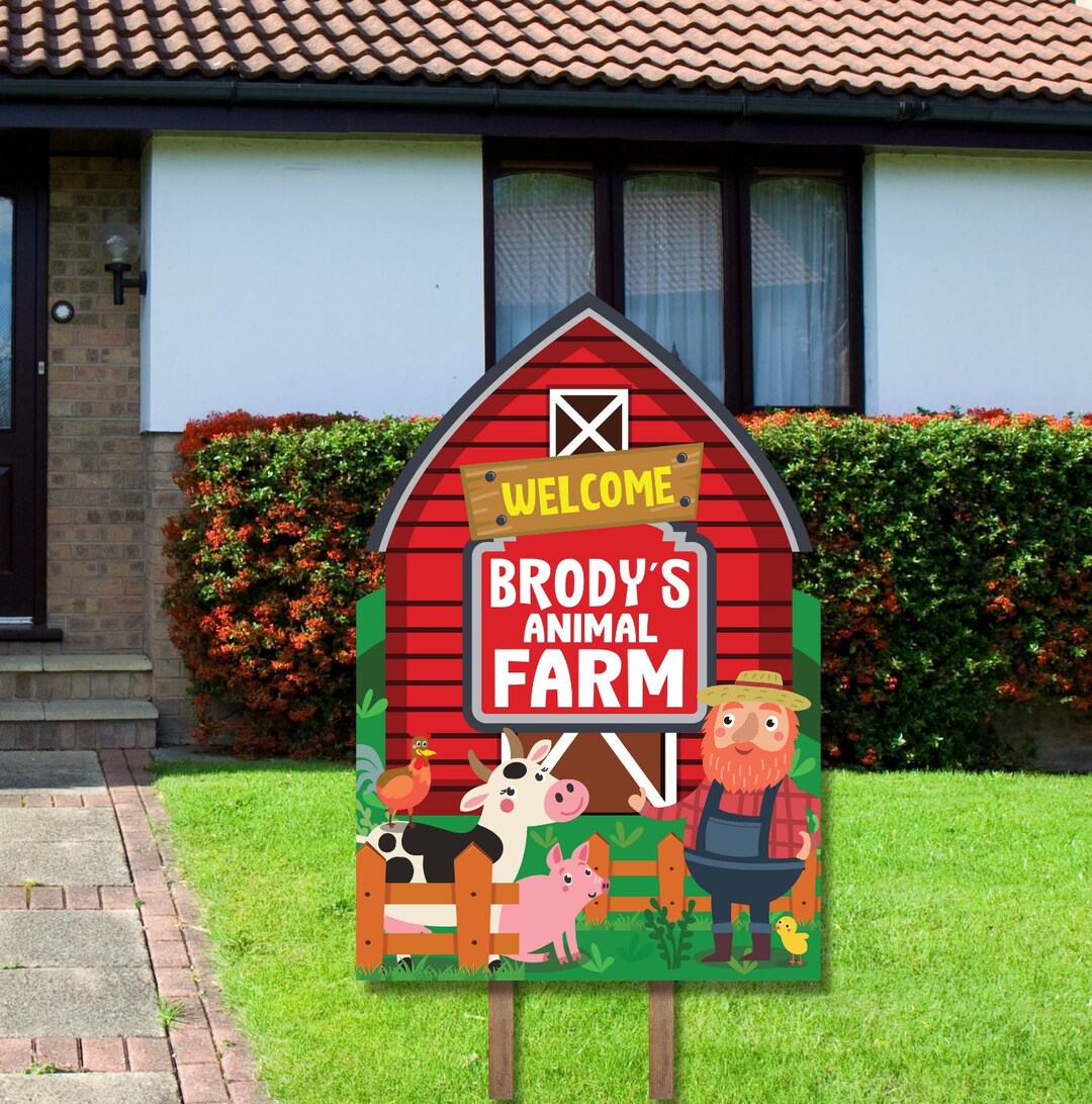 Farm Birthday Party Yard Sign Printable, Editable Barnyard Decor (24x36 ...