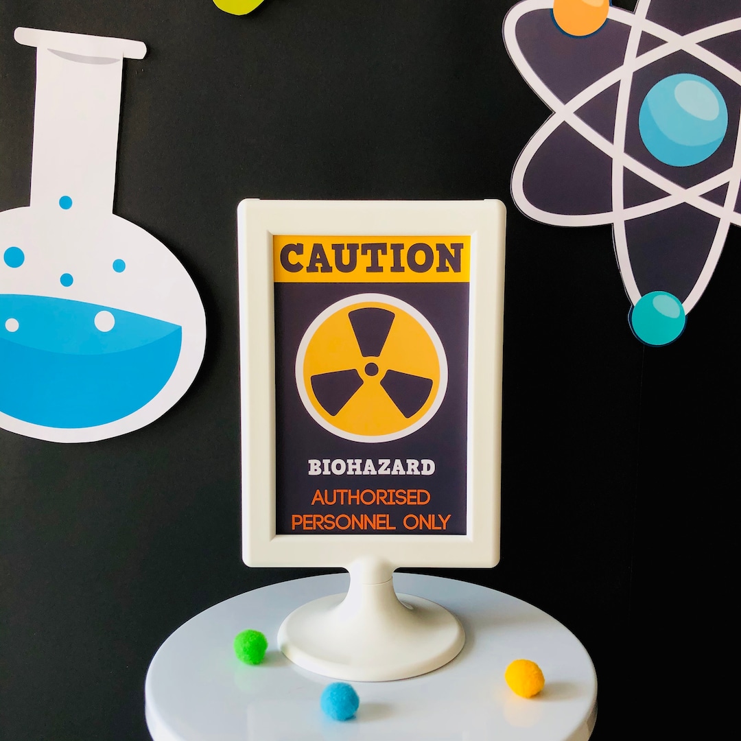 Mad Science Party Sign Printable/ Science Biohazard Sign/ Science Party ...