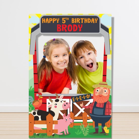 Old MacDonald Farm Party Photo Booth Frame Editable Printable/ Animal ...