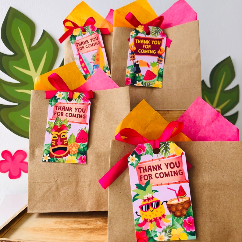 Luau Party Favor Tags/ Hawaiian Tiki Party Gift Tags/ Tropical - Etsy