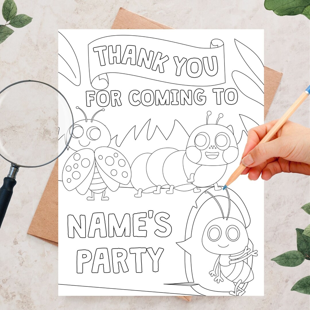 Bugs and Insects Birthday Coloring Page PERSONALISED Printable ...