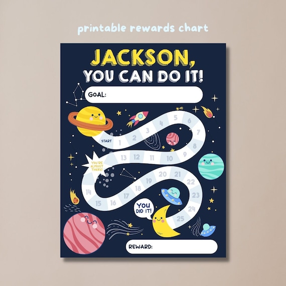 Space Explorer Kids Reward Chart EDITABLE Printable/ Outer Space Habit ...