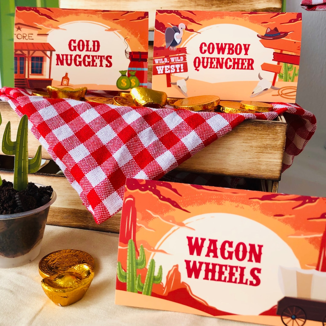 Cowboy Food Label/ Wild West Cowboy Food Tent/ Wild Western Cowboy ...