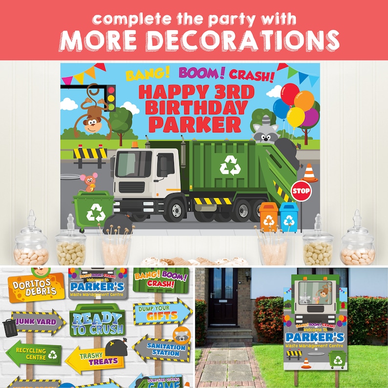 Garbage Truck Party Game: Toss the Trash, Kids Birthday (editable ...