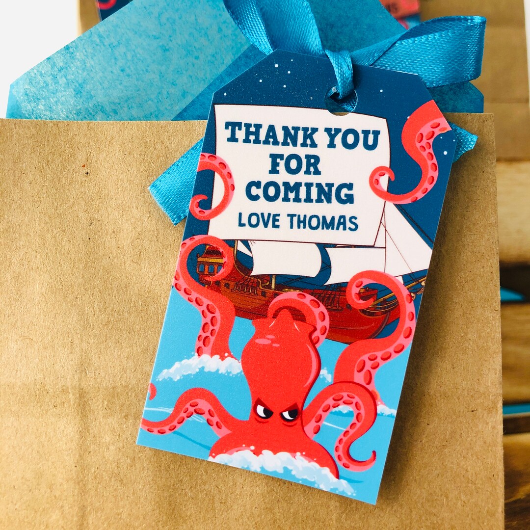 Kraken Party Favor Tags/ Octopus Gift Tags/ Sea Monster Kraken Gift ...