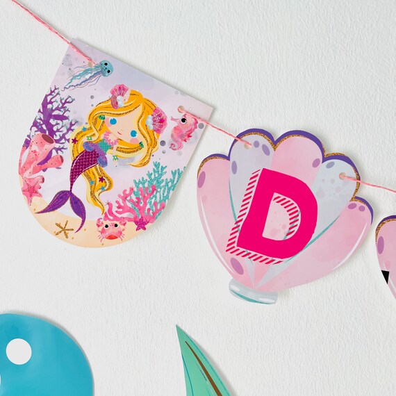 Mermaid Seashell Birthday Banner Editable Printable/ Mermaids Sea ...