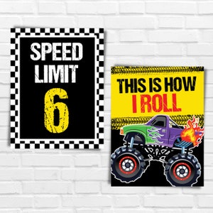 Monster Truck Party Signs Printable Pack/ Monster Jam Party | Etsy