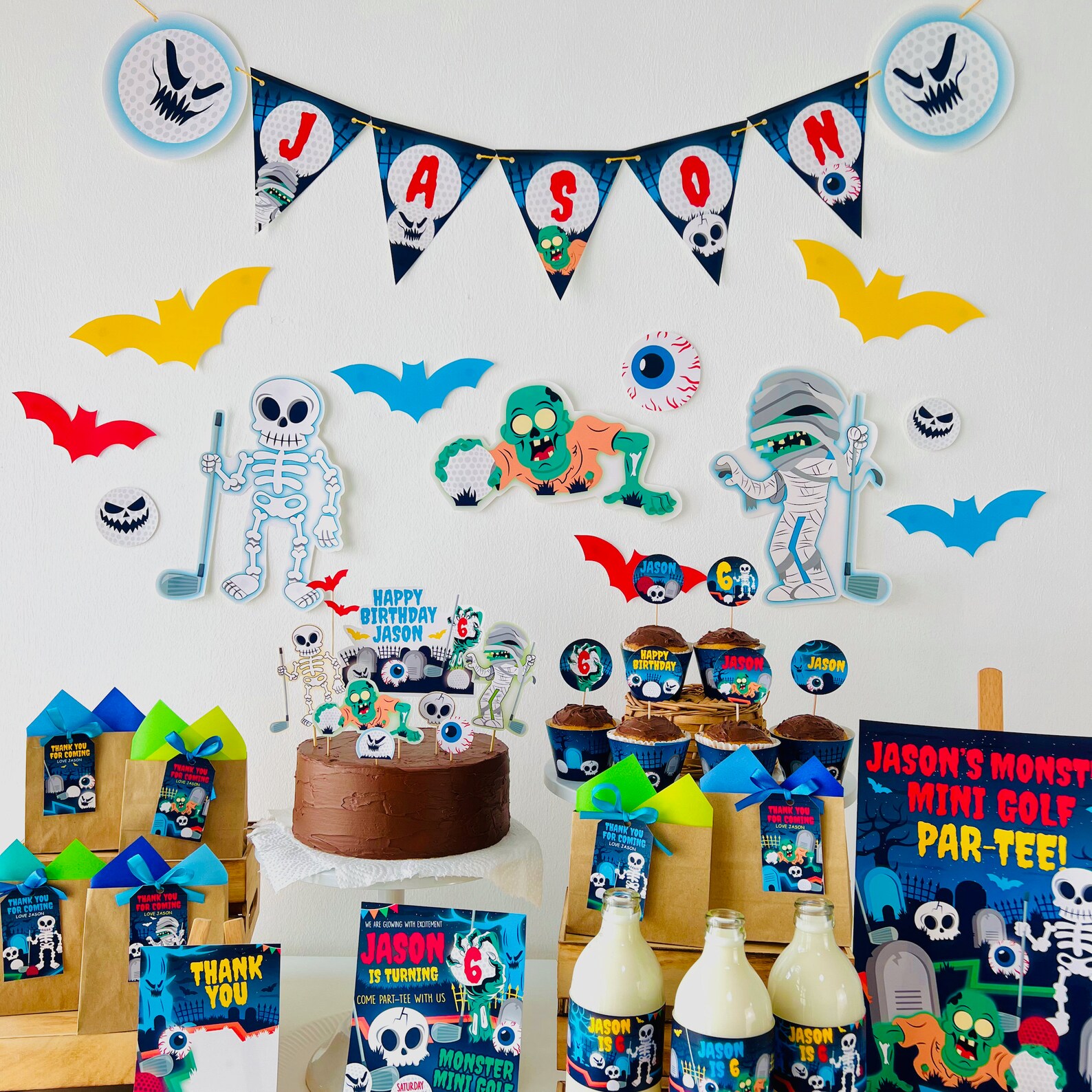 Monster Mini Golf Birthday Banner Editable Party Printable/ - Etsy