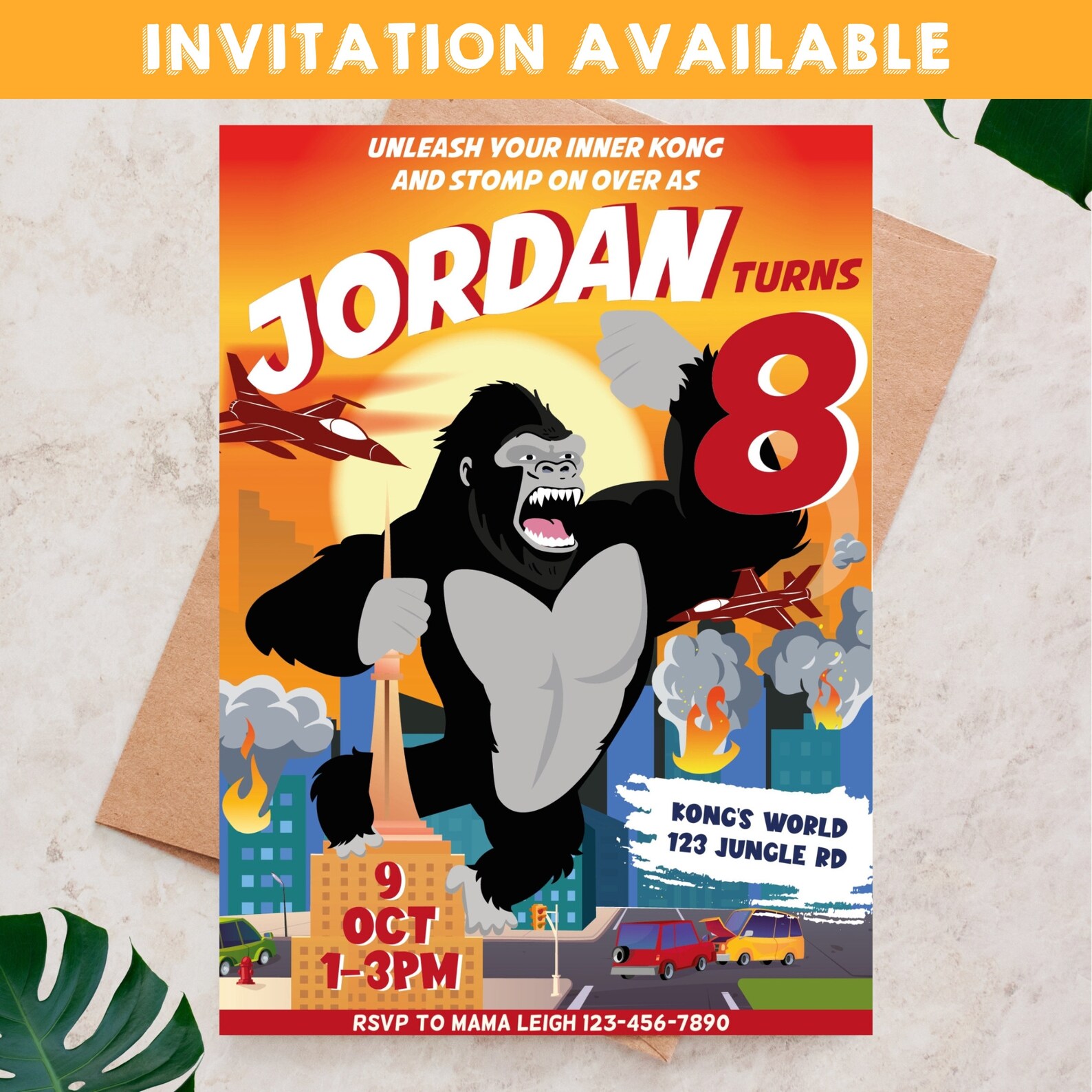 Gorilla Party Welcome Sign EDITABLE Printable | Great Ape Party Decor ...