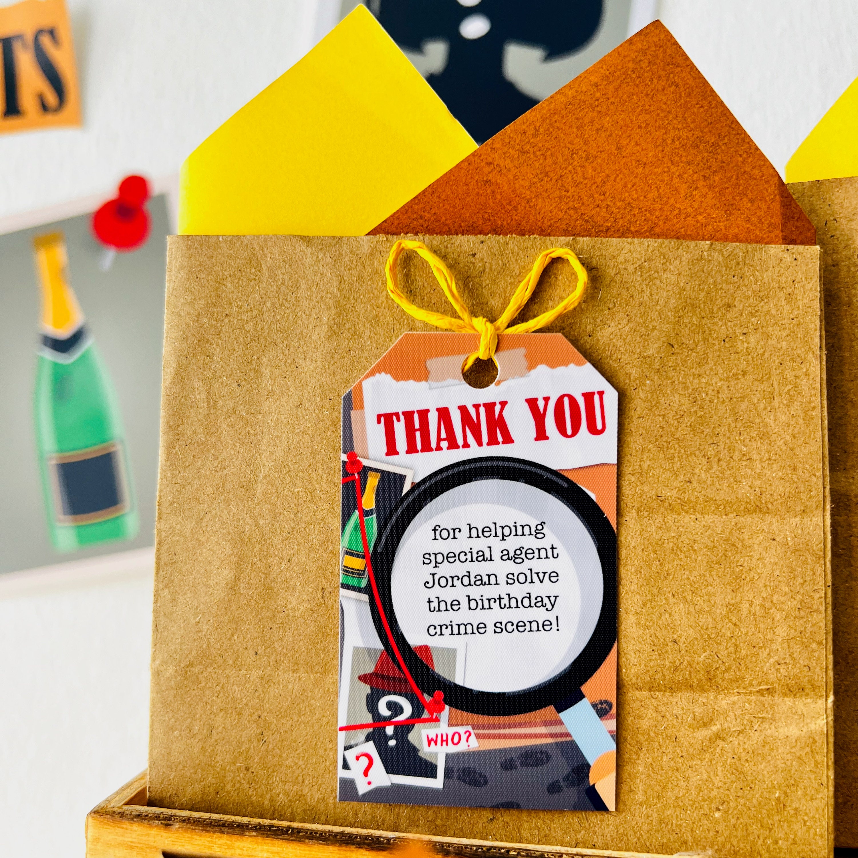 Detective Party Favors Gift Tags EDITABLE Printable | Murder Mystery ...