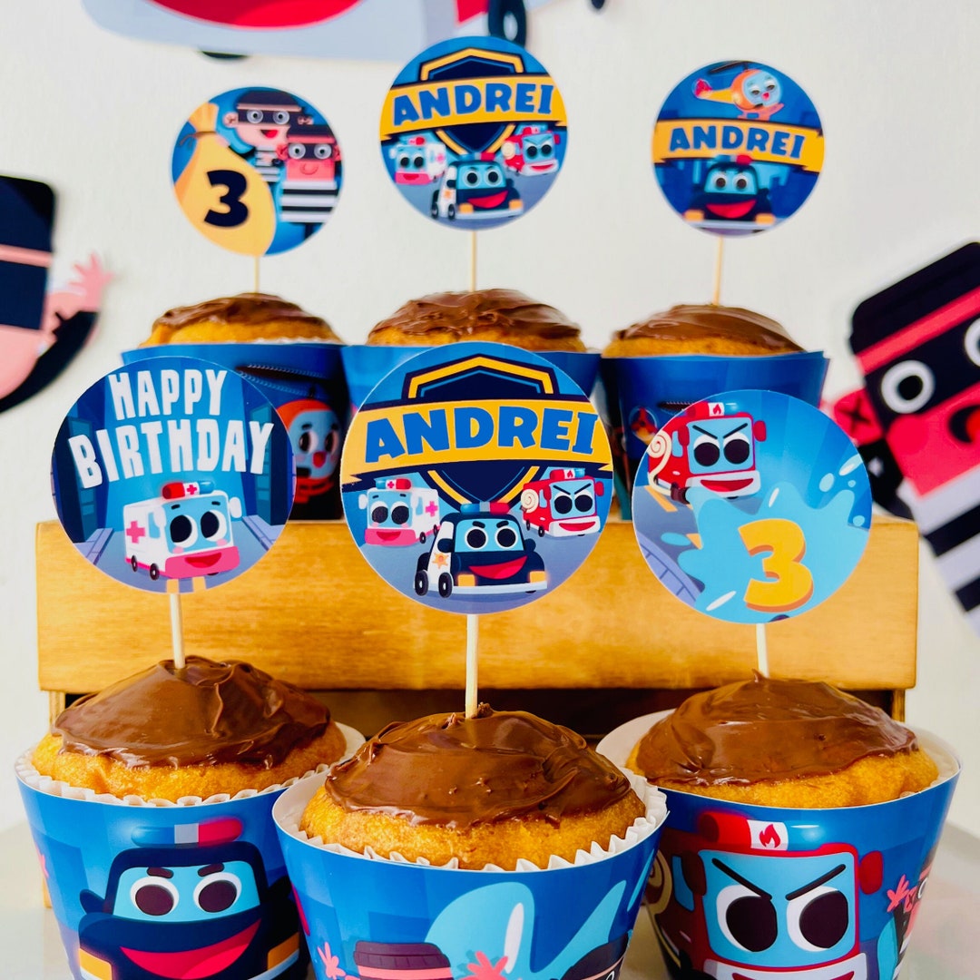 Super Rescue Team Party Cupcake Toppers EDITABLE Printable | Police Car ...