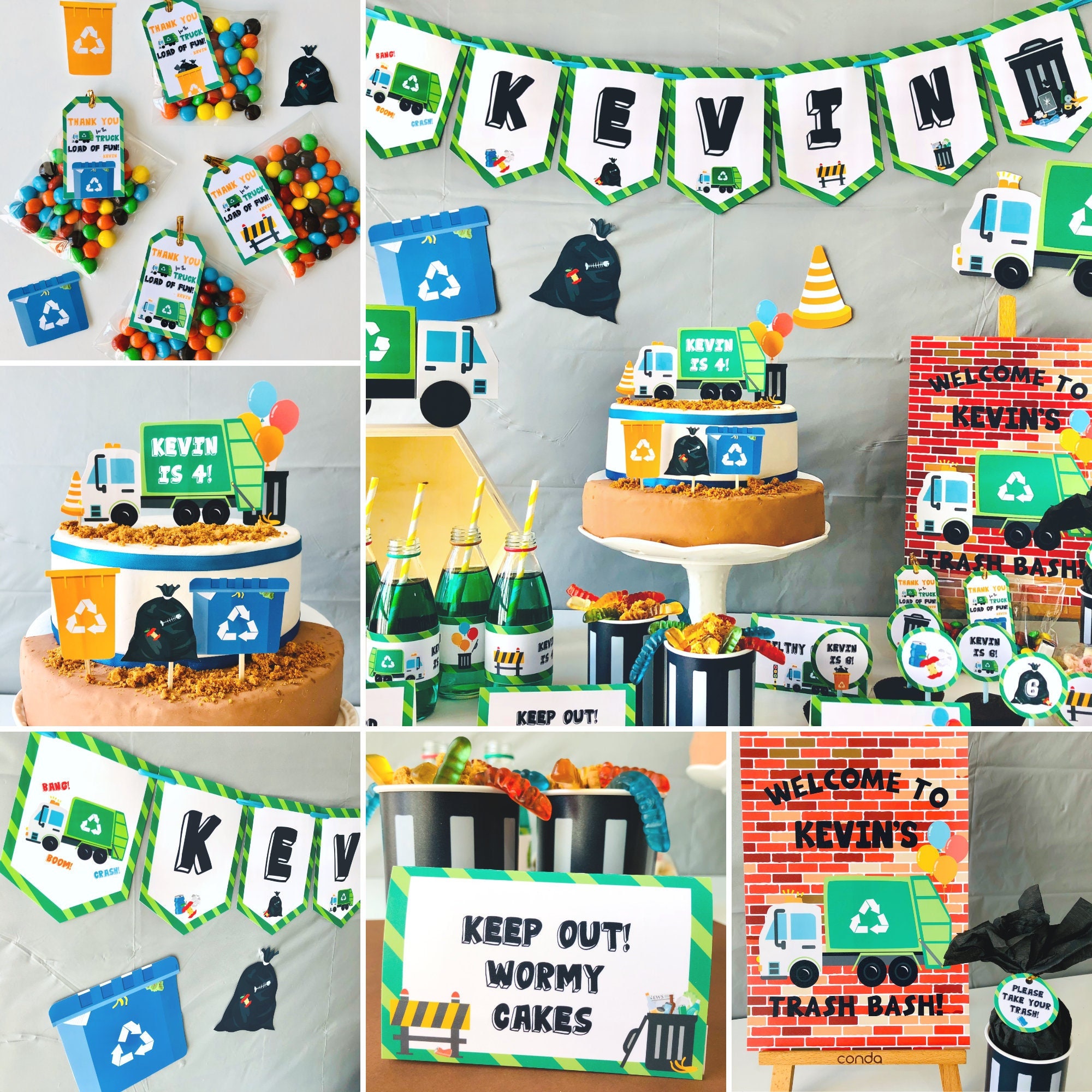 Garbage Truck Party Kit/ Waste Management Party/ Garbage Truck Birthday ...