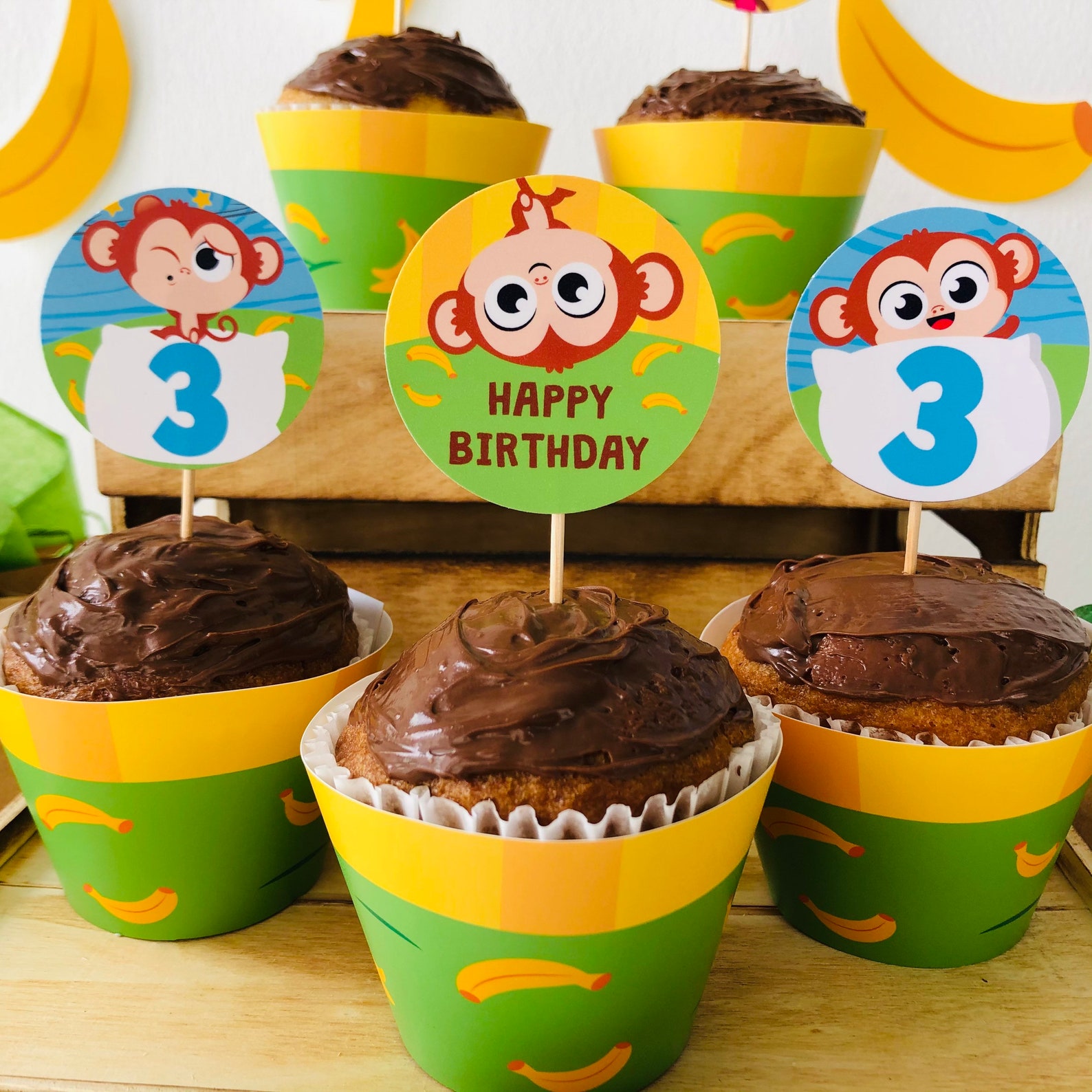 Five Little Monkeys Party Cupcake Topper/ 5 Little Monkeys Jumping on ...