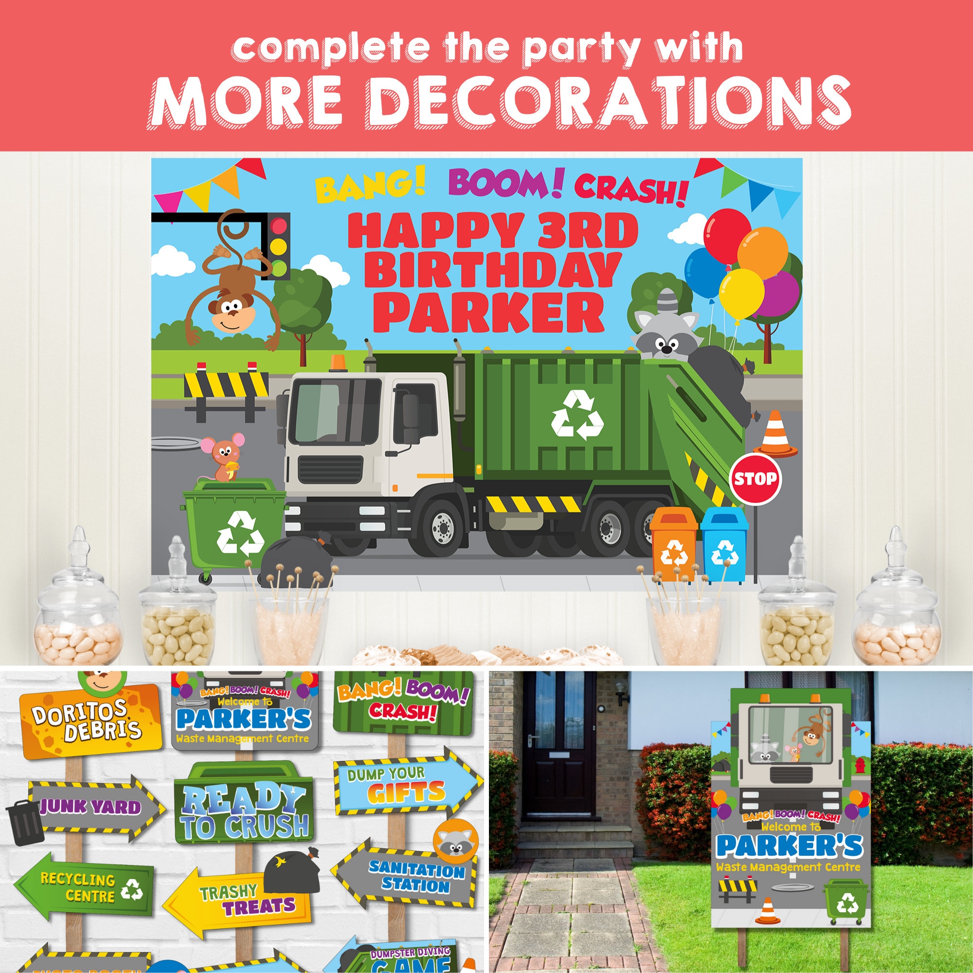 Garbage Truck Party Sign Printable/ Trash Bash Party Welcome Sign ...
