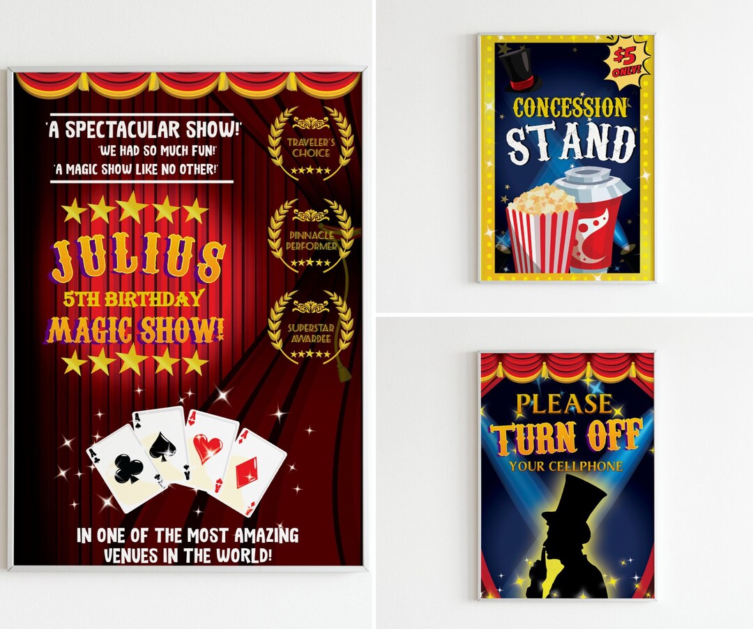 Magic Show Party Signs EDITABLE Printable/ Magician Party Posters/ the ...