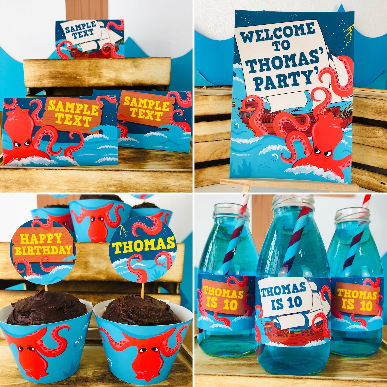 Kraken Birthday Party Decorations Kit (printable, Editable) - Etsy