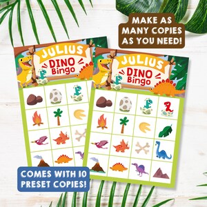 Dinosaur Birthday Party Bingo Game EDITABLE Printable | Prehistoric ...