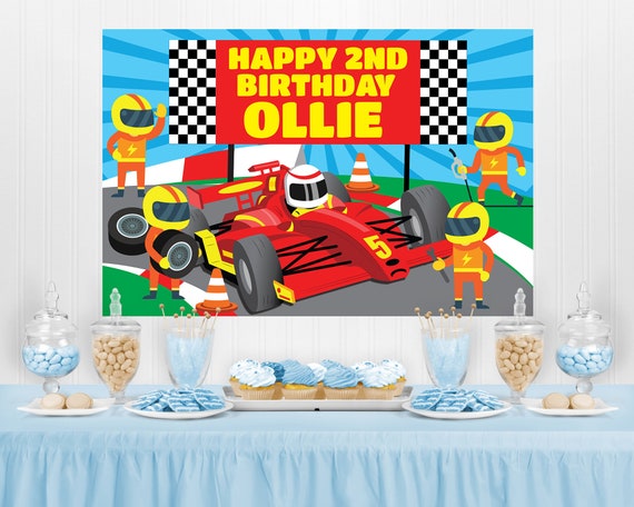 Car Racing Birthday Backdrop Editable Printable/ Race Car Party Banner ...
