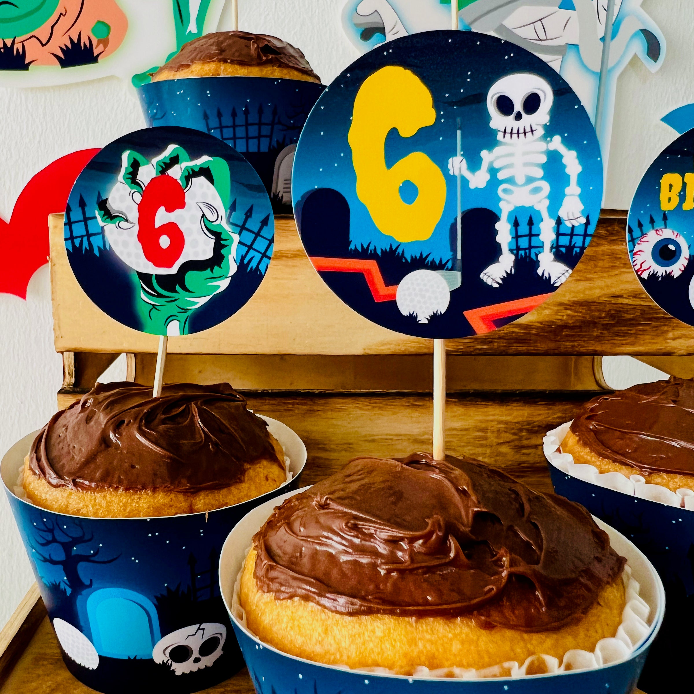 Monster Mini Golf Party Cupcake Toppers Editable Printable/ Halloween ...