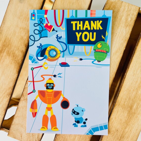Robots Science Party Thank You Card Printable/ Robot Party Favor ...