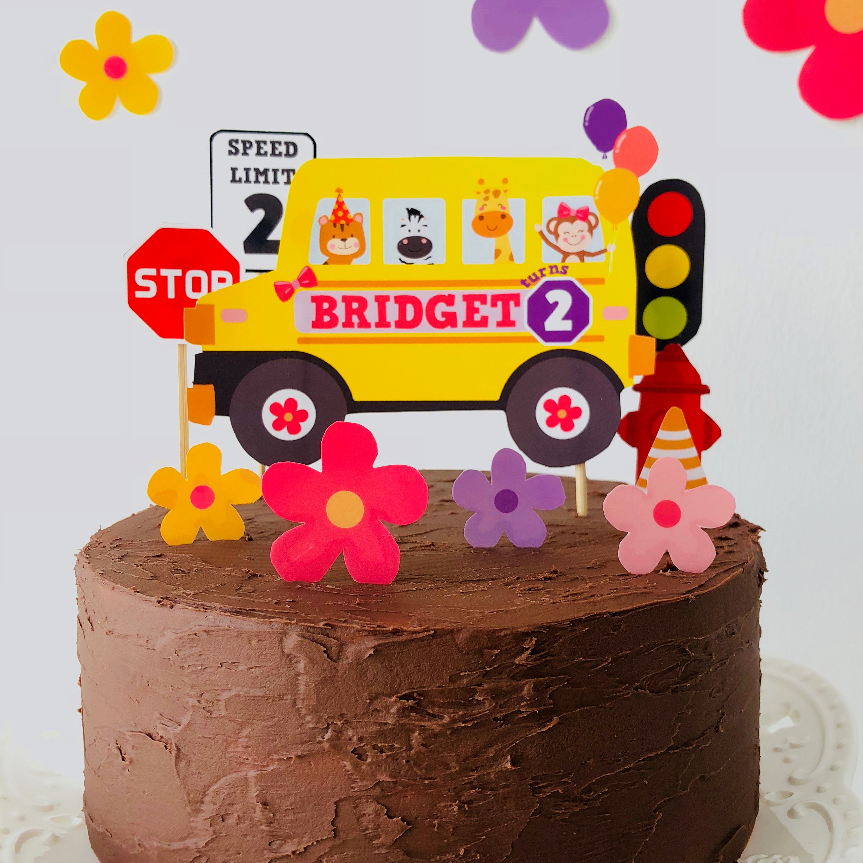 Wheels on the Bus Cake Topper/ Wheels on the Bus Girl Birthday - Etsy UK