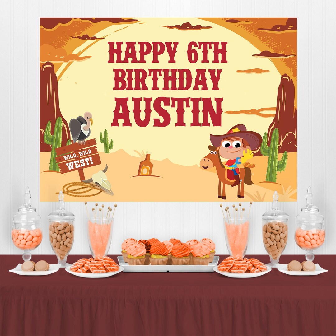 Cowboy Birthday Backdrop Editable Party Printable/ Rodeo Party - Etsy