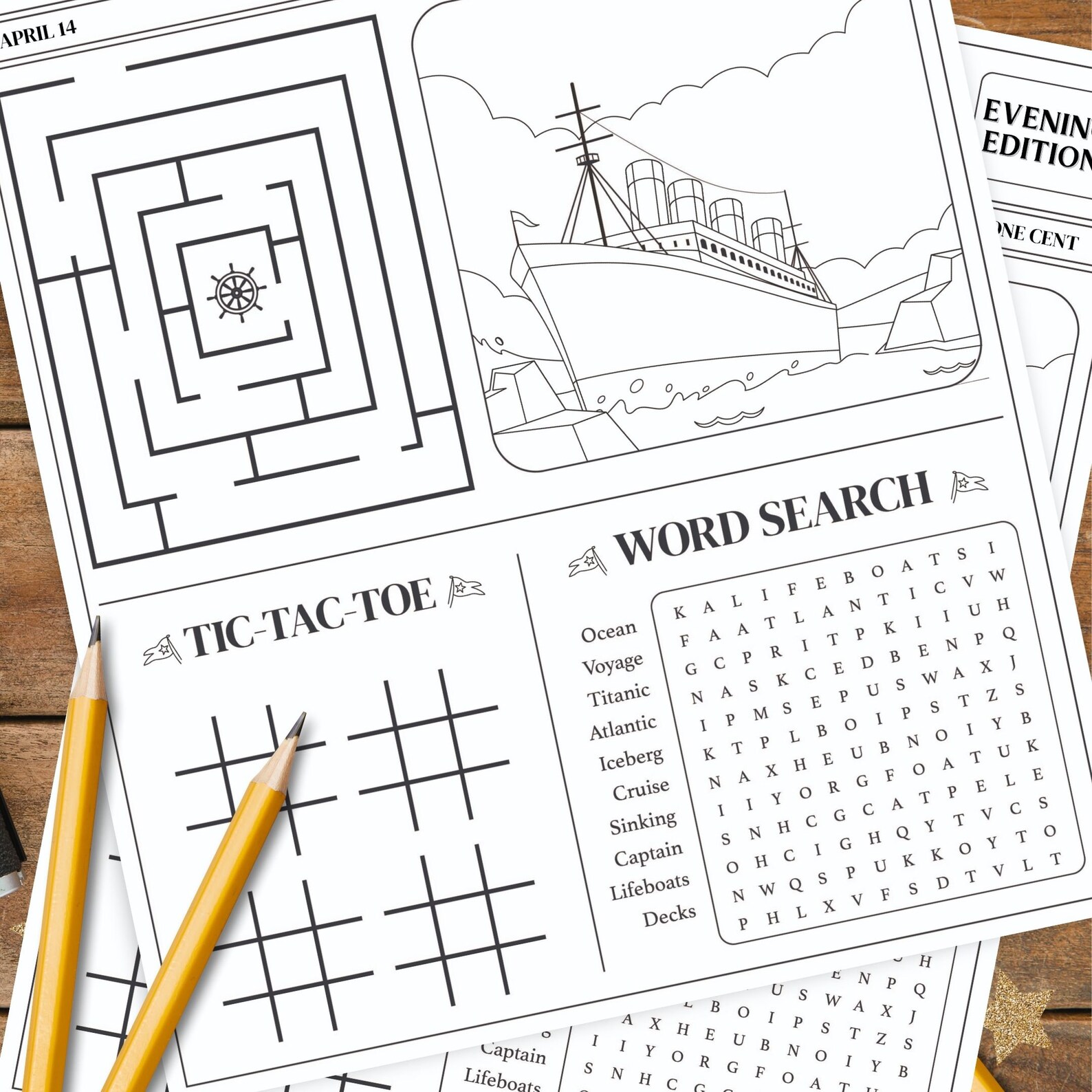 Titanic Coloring Activities Sheet Place Mat EDITABLE Printable ...